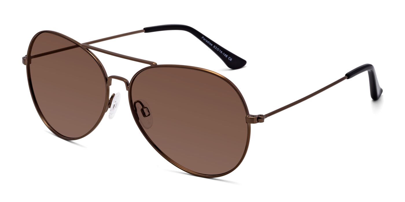 Copper Oversized Grandpa Aviator Tinted Sunglasses with Brown Sunwear ...