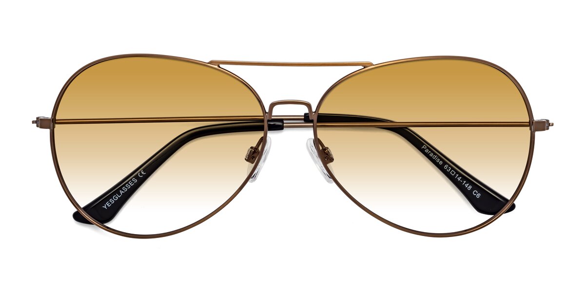 Gunmetal Flexible Titanium Aviator Gradient Sunglasses with Brown ...