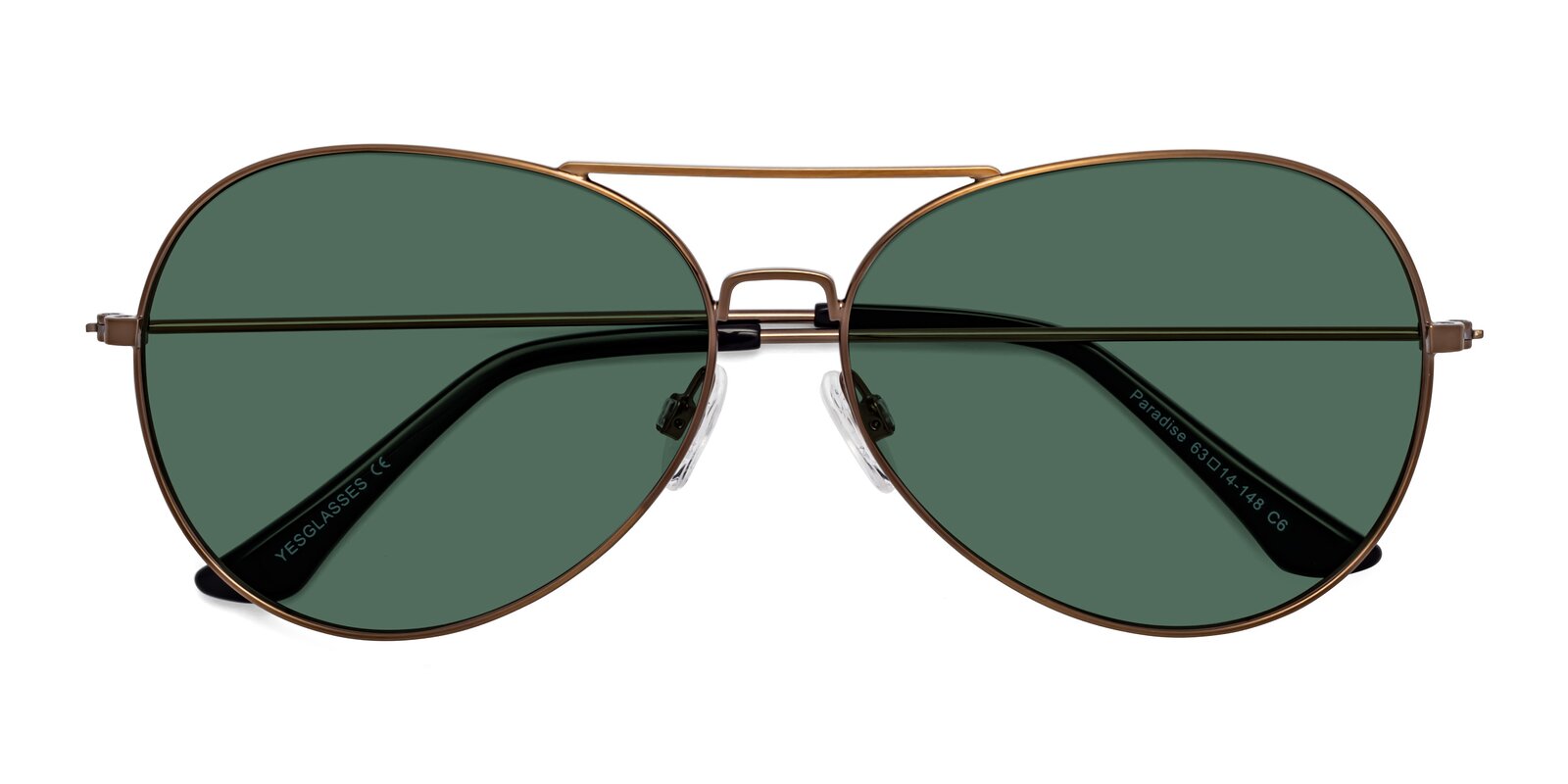 Copper Oversized Grandpa Aviator Polarized Sunglasses with Green ...