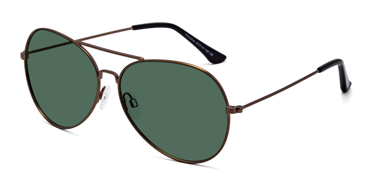 Copper Oversized Grandpa Aviator Polarized Sunglasses with Green ...