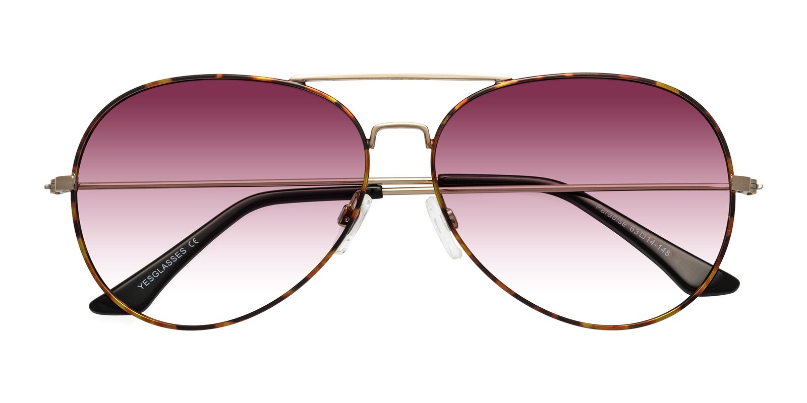 Tortoise Oversized Grandpa Aviator Gradient Sunglasses with Wine ...