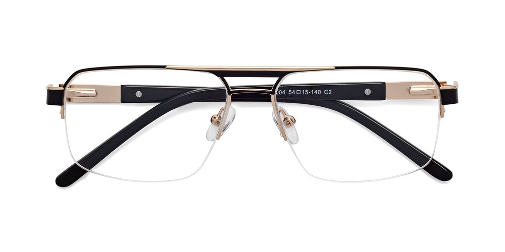 Gold Classic Metal Rectangle Eyeglasses - 9469