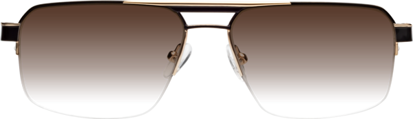 Black/Gold Double Bridge Classic Semi-Rimless Gradient Sunglasses with ...