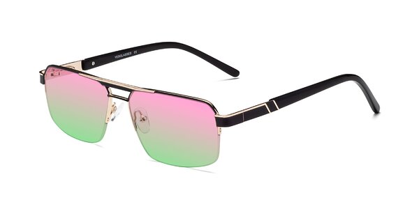 Black/Gold Double Bridge Classic Semi-Rimless Gradient Sunglasses with ...