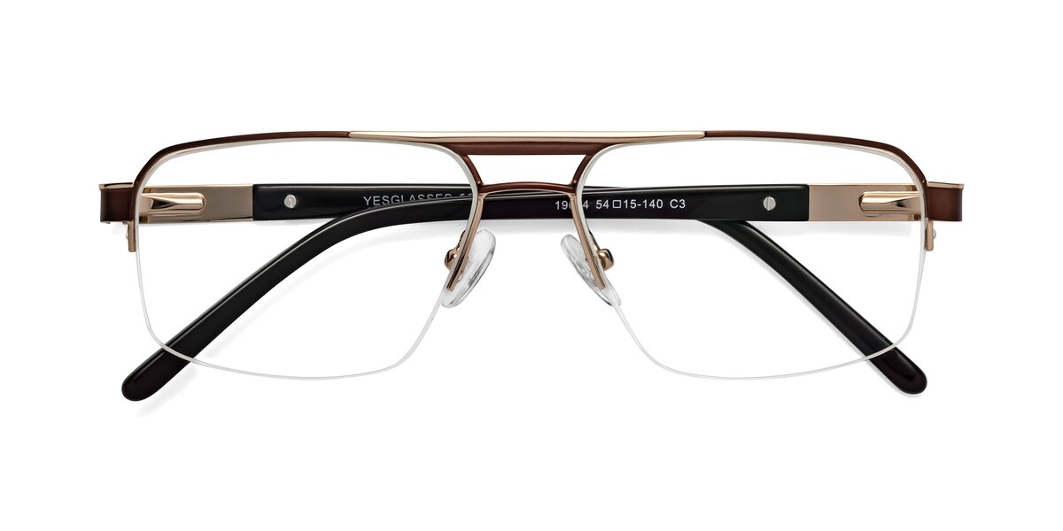 Gold Classic Metal Rectangle Eyeglasses - 9469