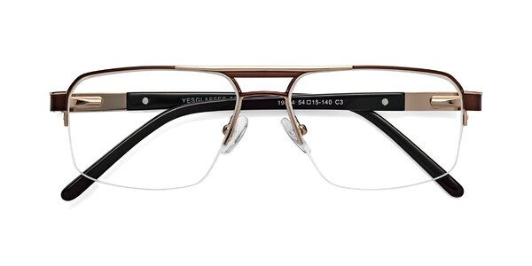 Gold Classic Metal Rectangle Eyeglasses - 9469