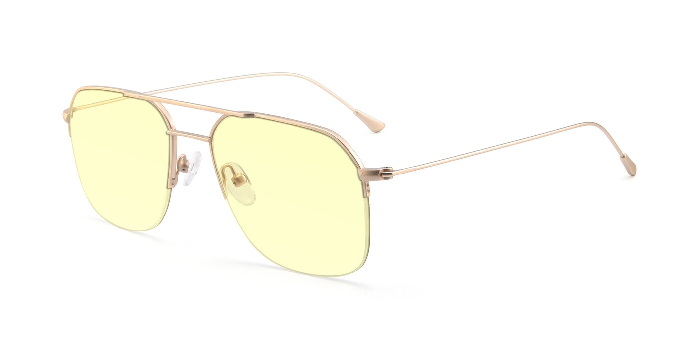 Jet Gold Grandpa Geometric Semi-Rimless Tinted Sunglasses with Light ...