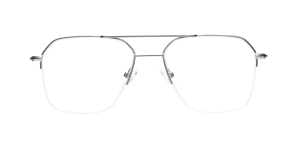 Silver Grandpa Geometric Semi-Rimless Blue Light Glasses - Largo