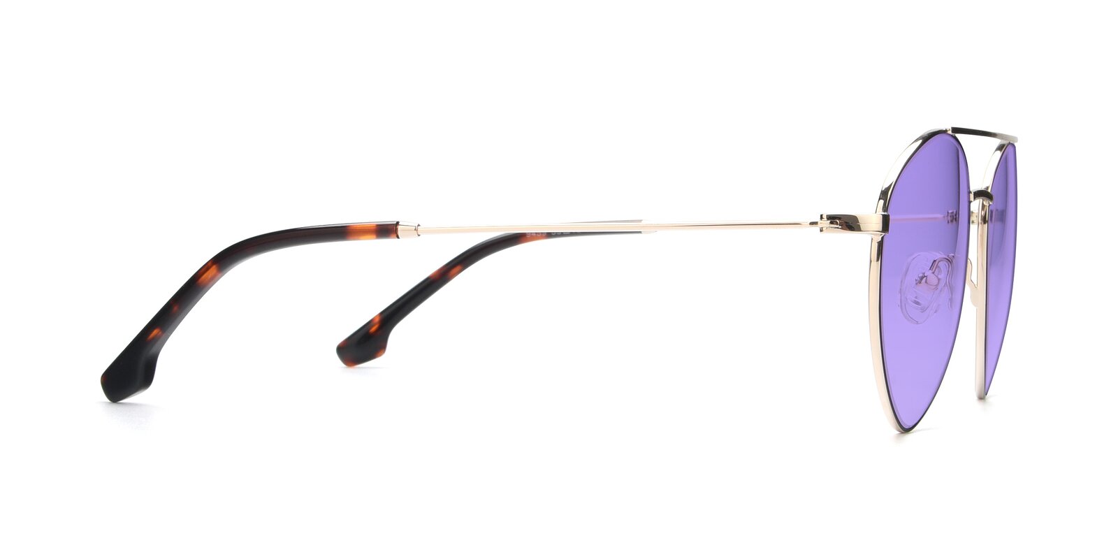 Gold Black Geek Chic Aviator Geometric Tinted Sunglasses With Medium Purple Sunwear Lenses 9459