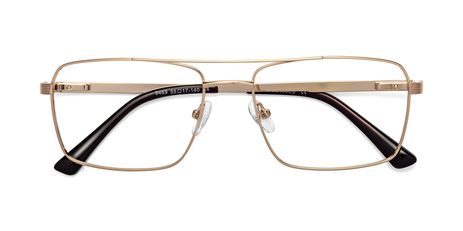Gold Classic Metal Rectangle Eyeglasses - 9469