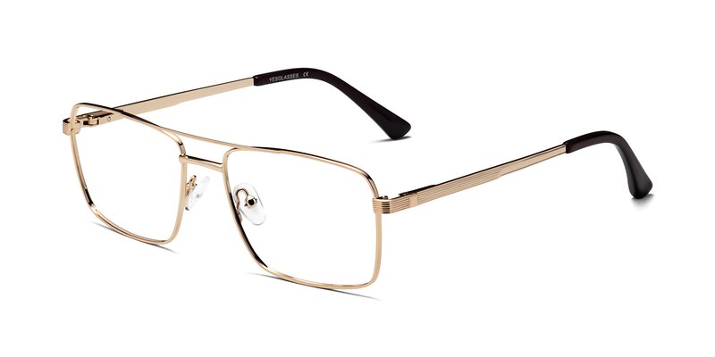 Gold Classic Metal Rectangle Eyeglasses - 9469
