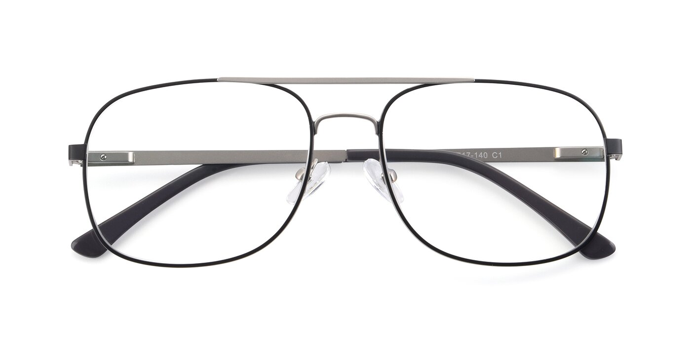 Black Classic Metal Rectangle Eyeglasses - 9469
