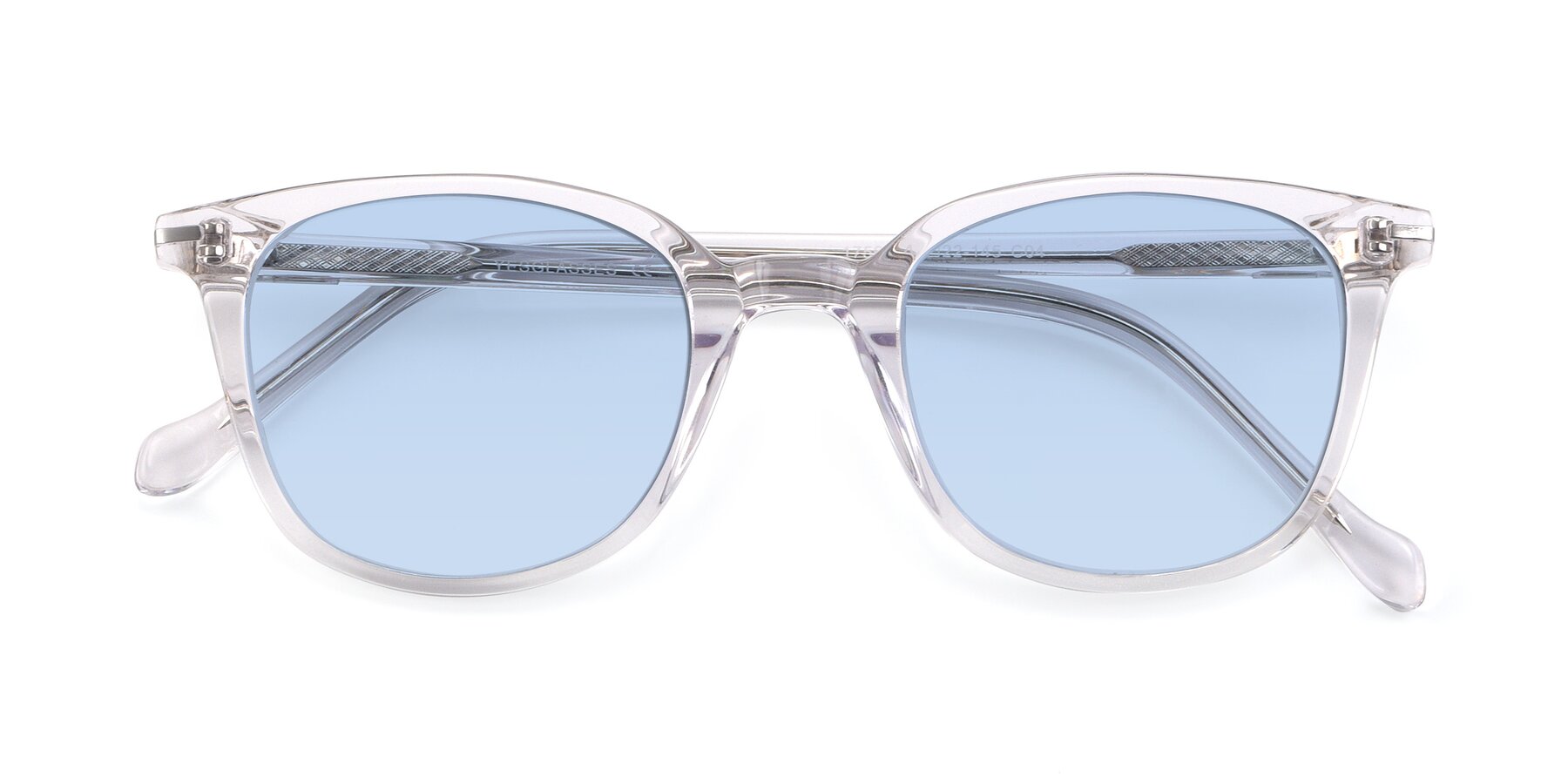 Clear Horn Rimmed Wayfarer Square Tinted Sunglasses With Light Blue Sunwear Lenses 17562