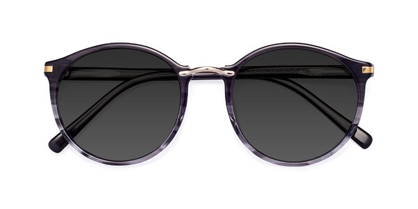 Black Flexible Ultem Round Tinted Sunglasses with Gray Sunwear Lenses ...