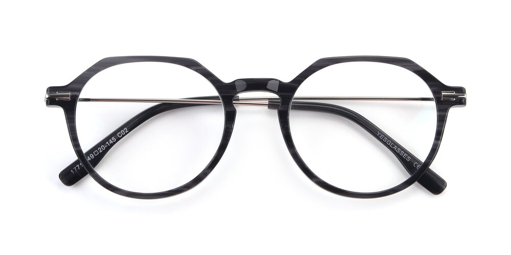 Black Hipster Acetate Geometric Blue Light Glasses 17643