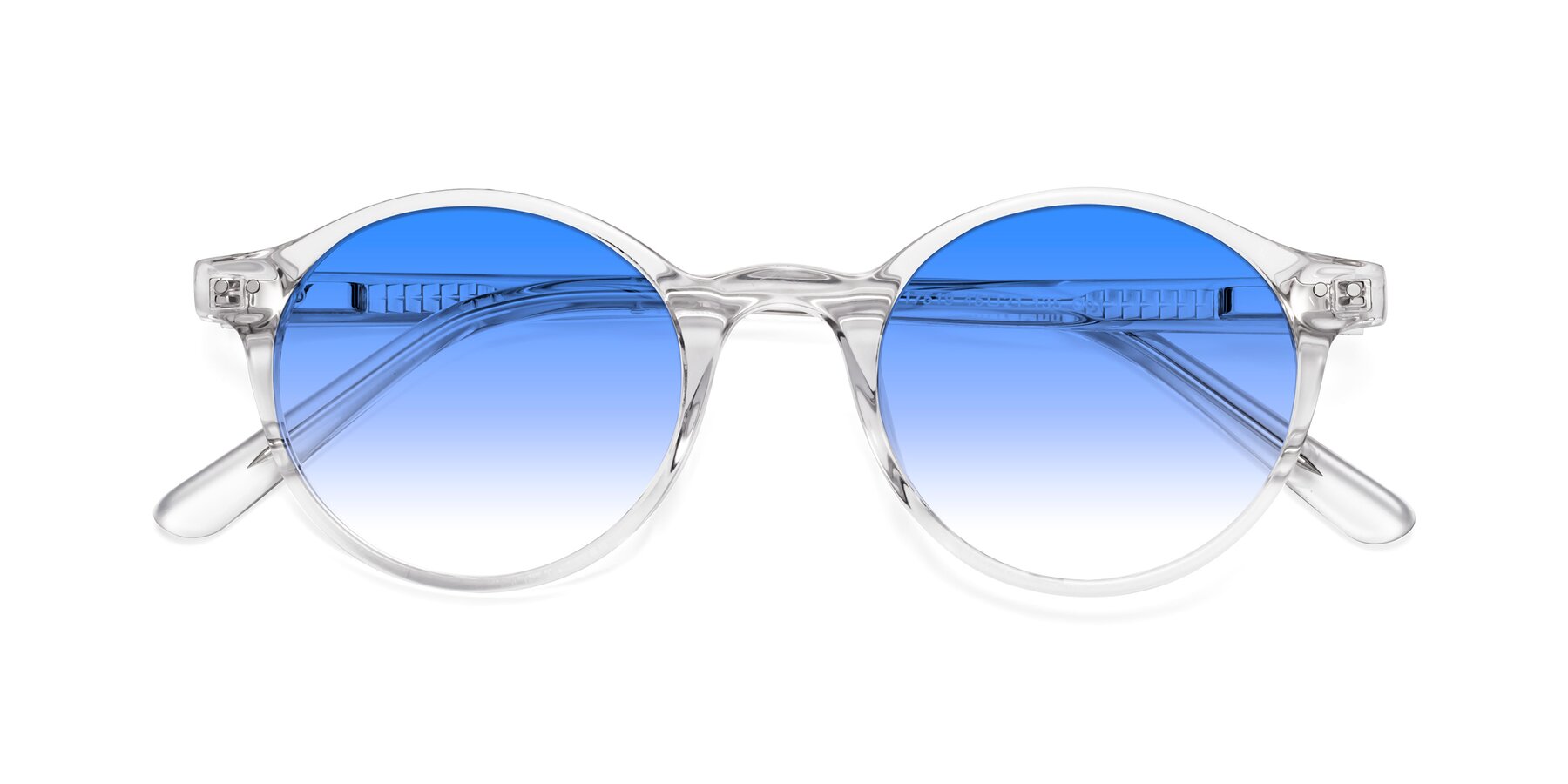 Clear Narrow Acetate Round Gradient Sunglasses with Blue Sunwear Lenses ...