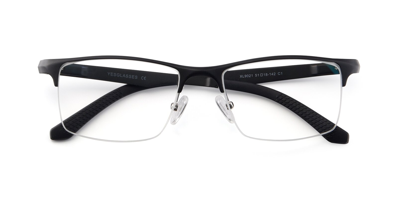 Black Magnesium Alloy Rectangle Semi-Rimless Eyeglasses - XL9021