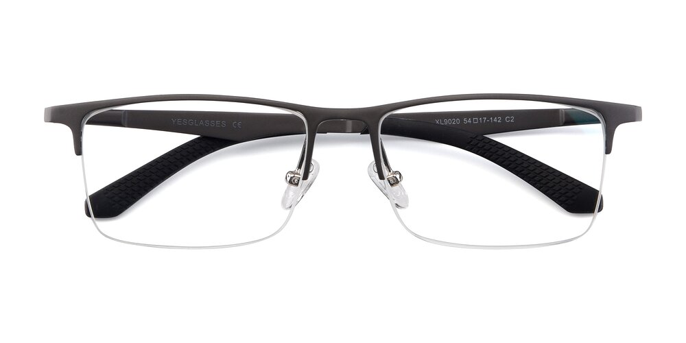 Gray Flexible Ultem Semi-Rimless Blue Light Glasses - S7043
