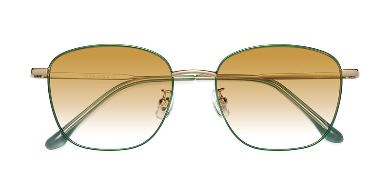 Green Oversized Titanium Square Gradient Sunglasses with Champagne ...