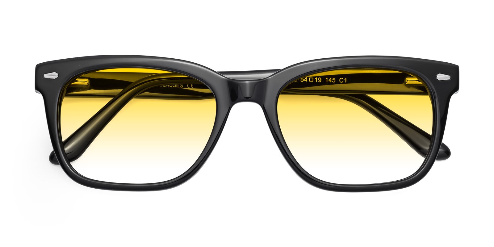 Black Medium Thick Acetate Gradient Sunglasses with Yellow Sunwear ...
