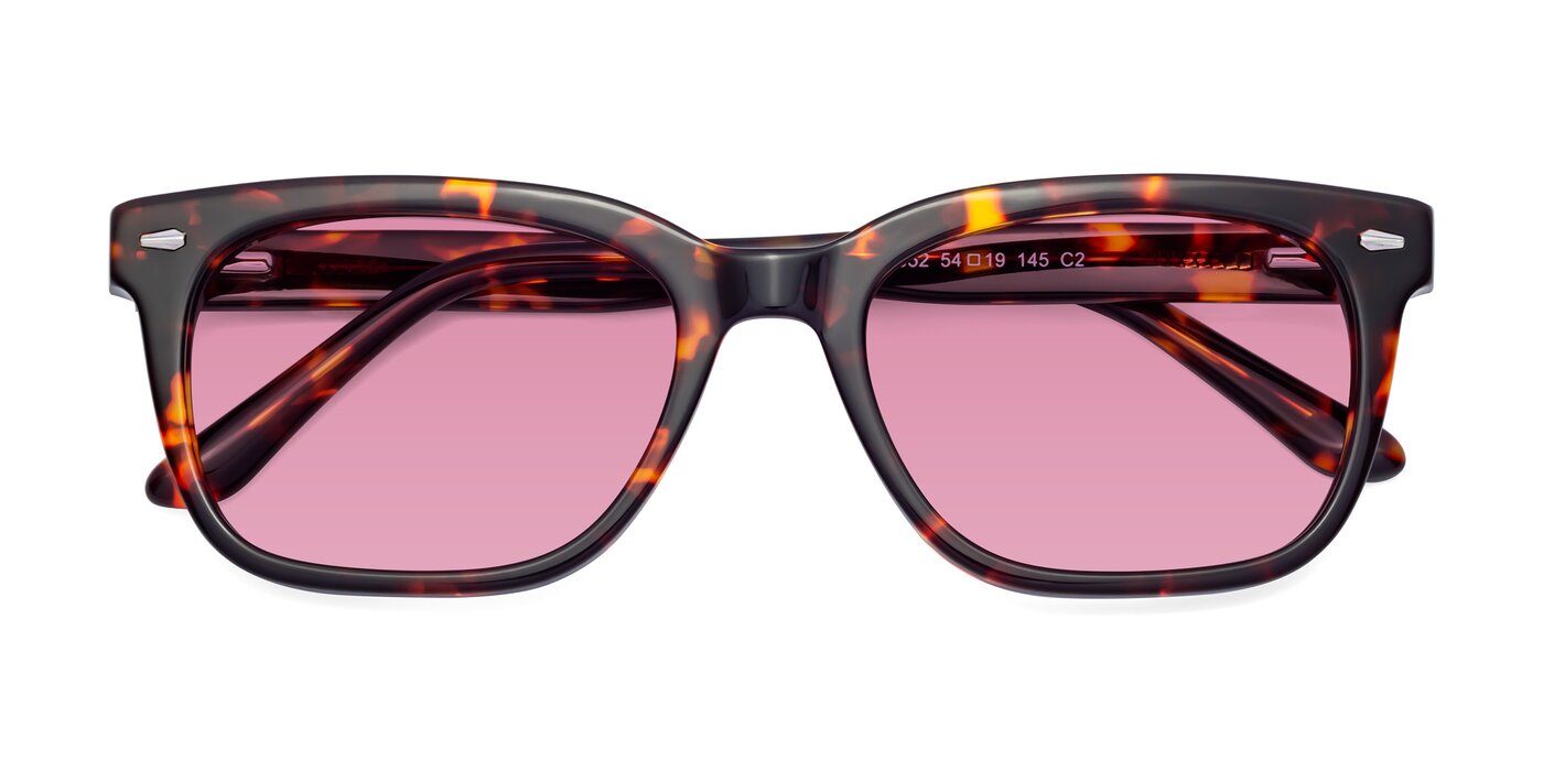 Red Tortoise Medium Thick Acetate Tinted Sunglasses with Medium Wine ...