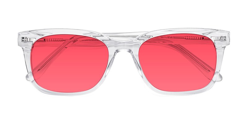 Clear Wide Horn-Rimmed Acetate Tinted Sunglasses with Pink Sunwear ...