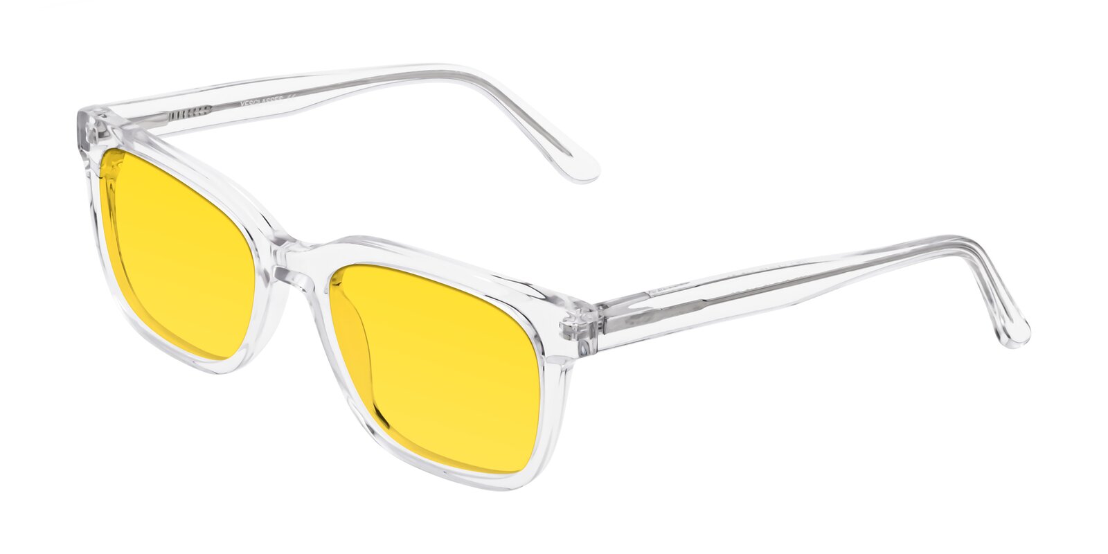 Clear Medium Thick Acetate Tinted Sunglasses with Yellow Sunwear Lenses ...