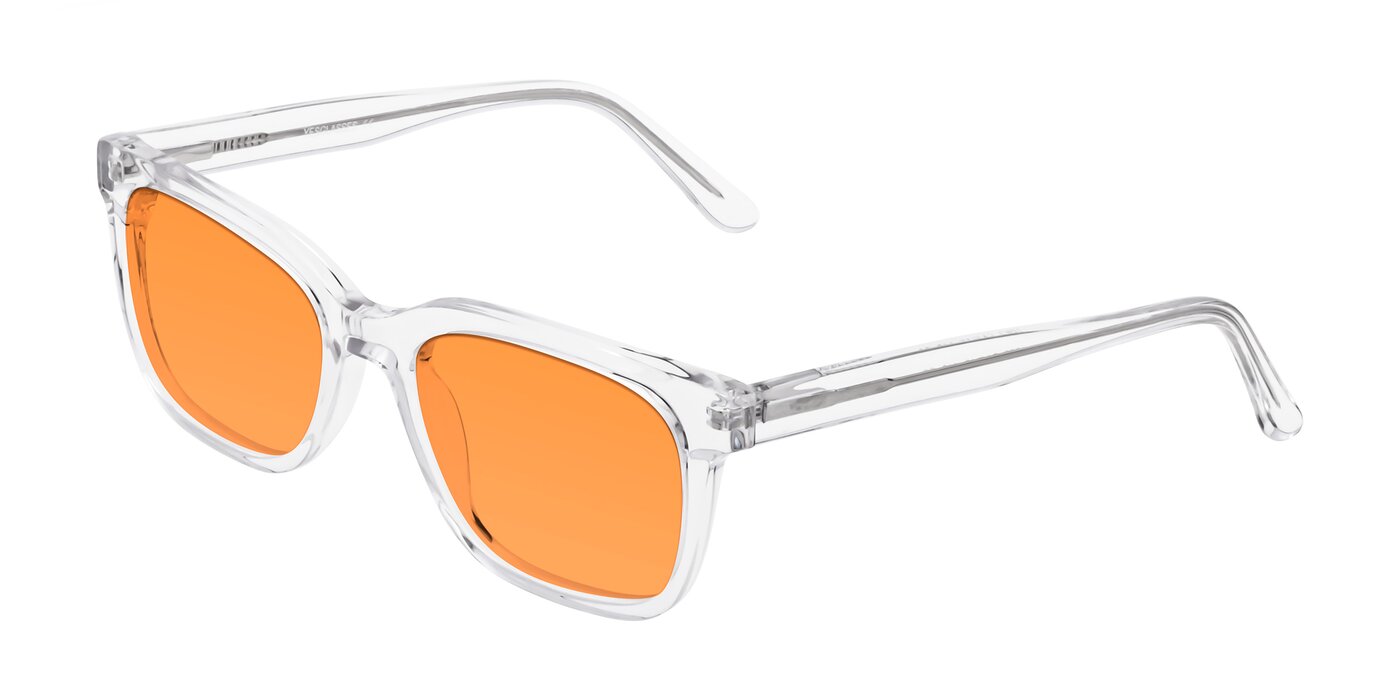 Clear Medium Thick Acetate Tinted Sunglasses with Orange Sunwear Lenses ...