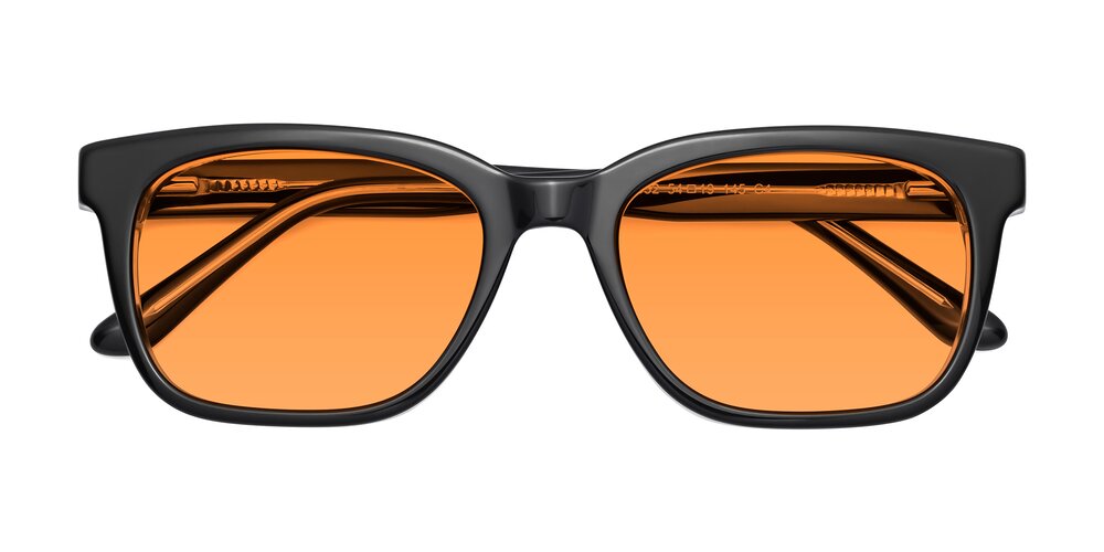 Black/Clear Medium Thick Acetate Tinted Sunglasses with Orange Sunwear ...