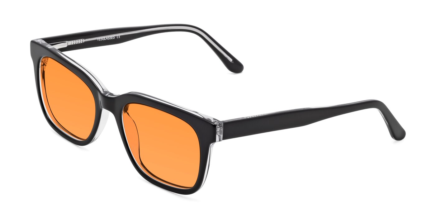 Black/Clear Medium Thick Acetate Tinted Sunglasses with Orange Sunwear ...