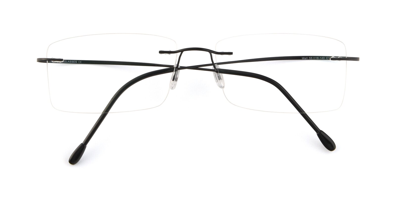 Black Flexible Rectangle Rimless Eyeglasses - Wall