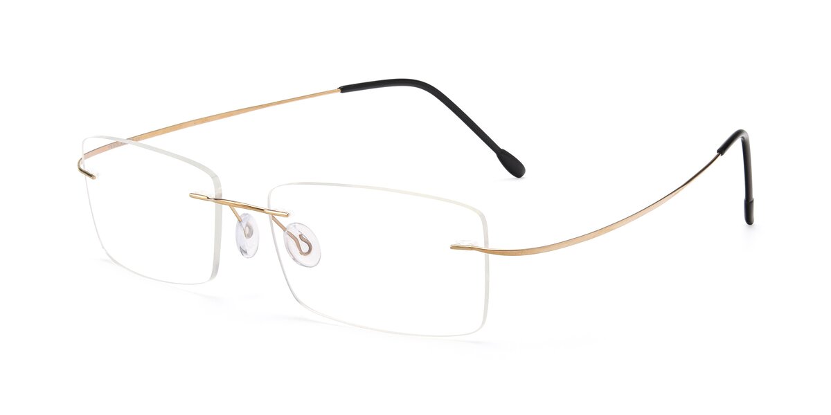 Gold Flexible Rectangle Rimless Eyeglasses - Wall