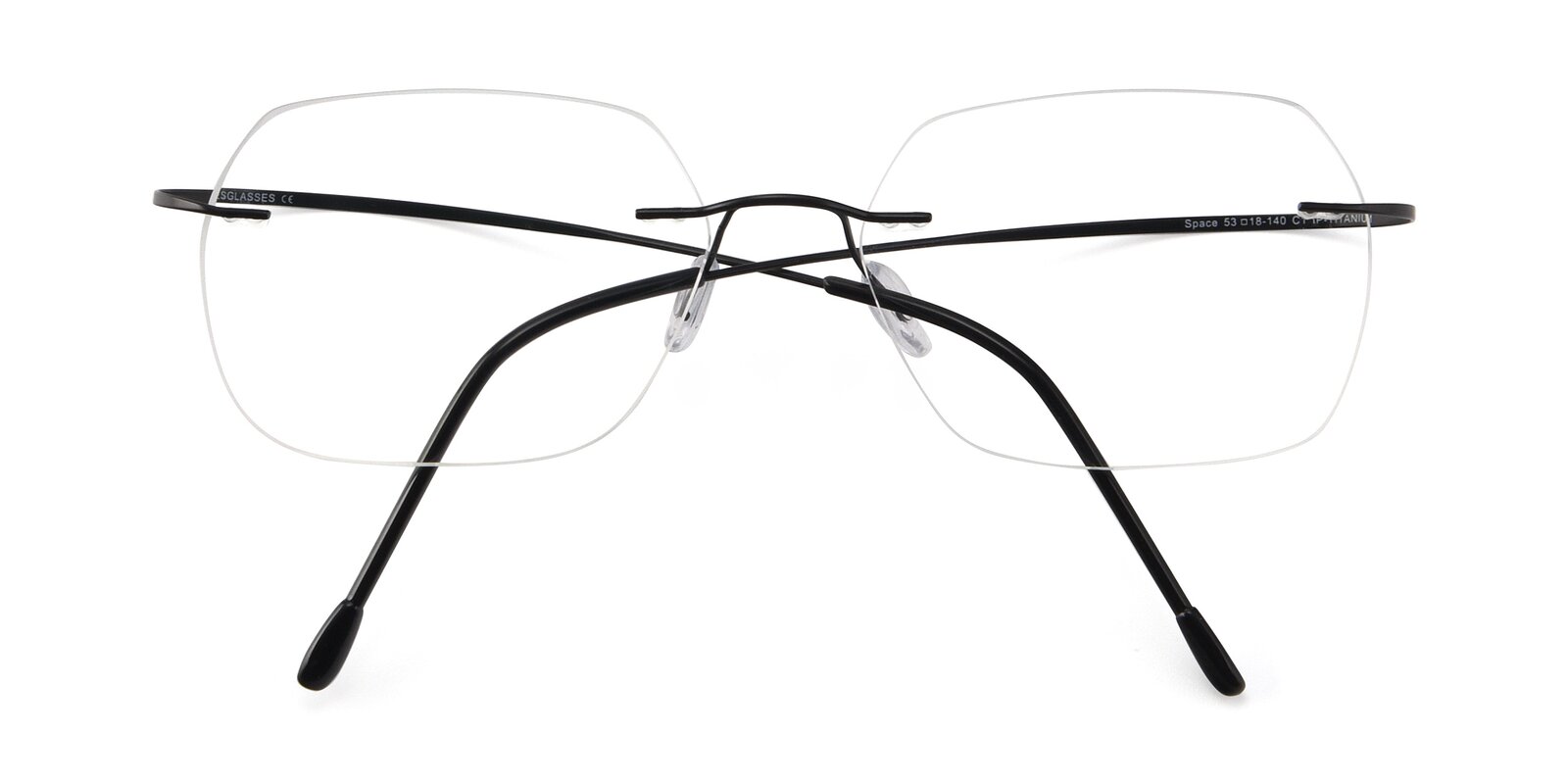 Black Flexible Geometric Rimless Eyeglasses - Space