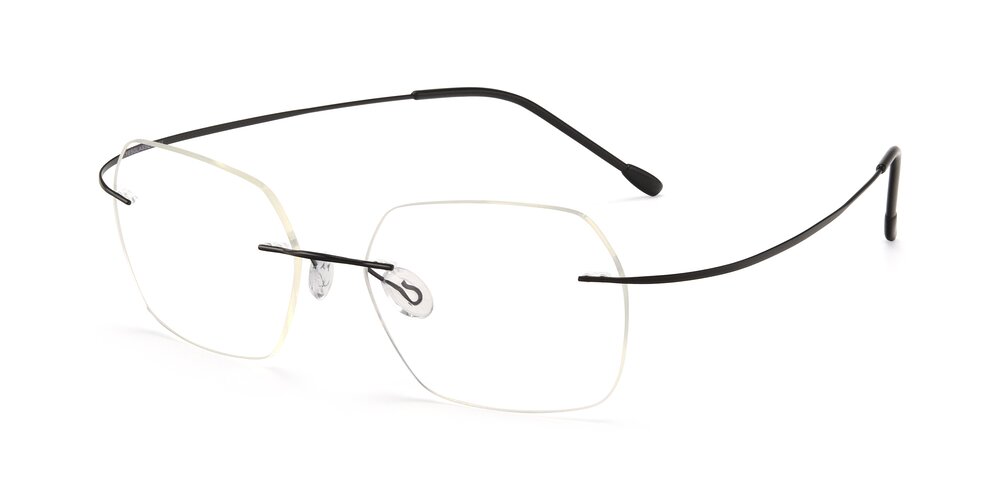 Black Flexible Geometric Rimless Eyeglasses - Space