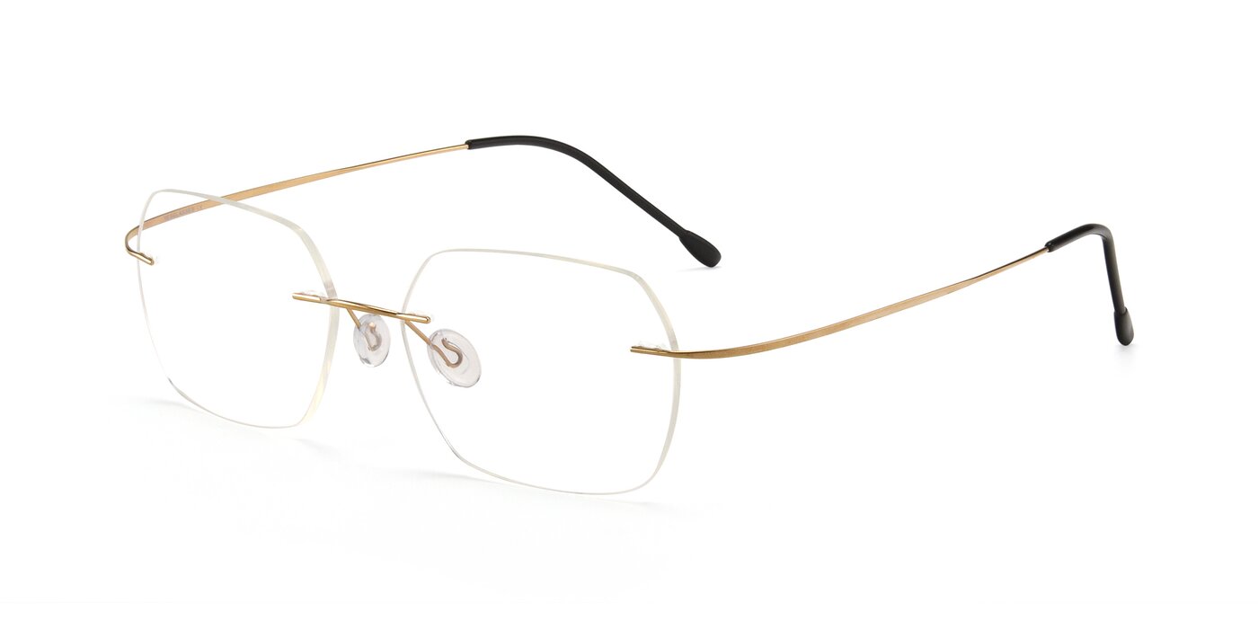 Gold Flexible Geometric Rimless Eyeglasses - Space
