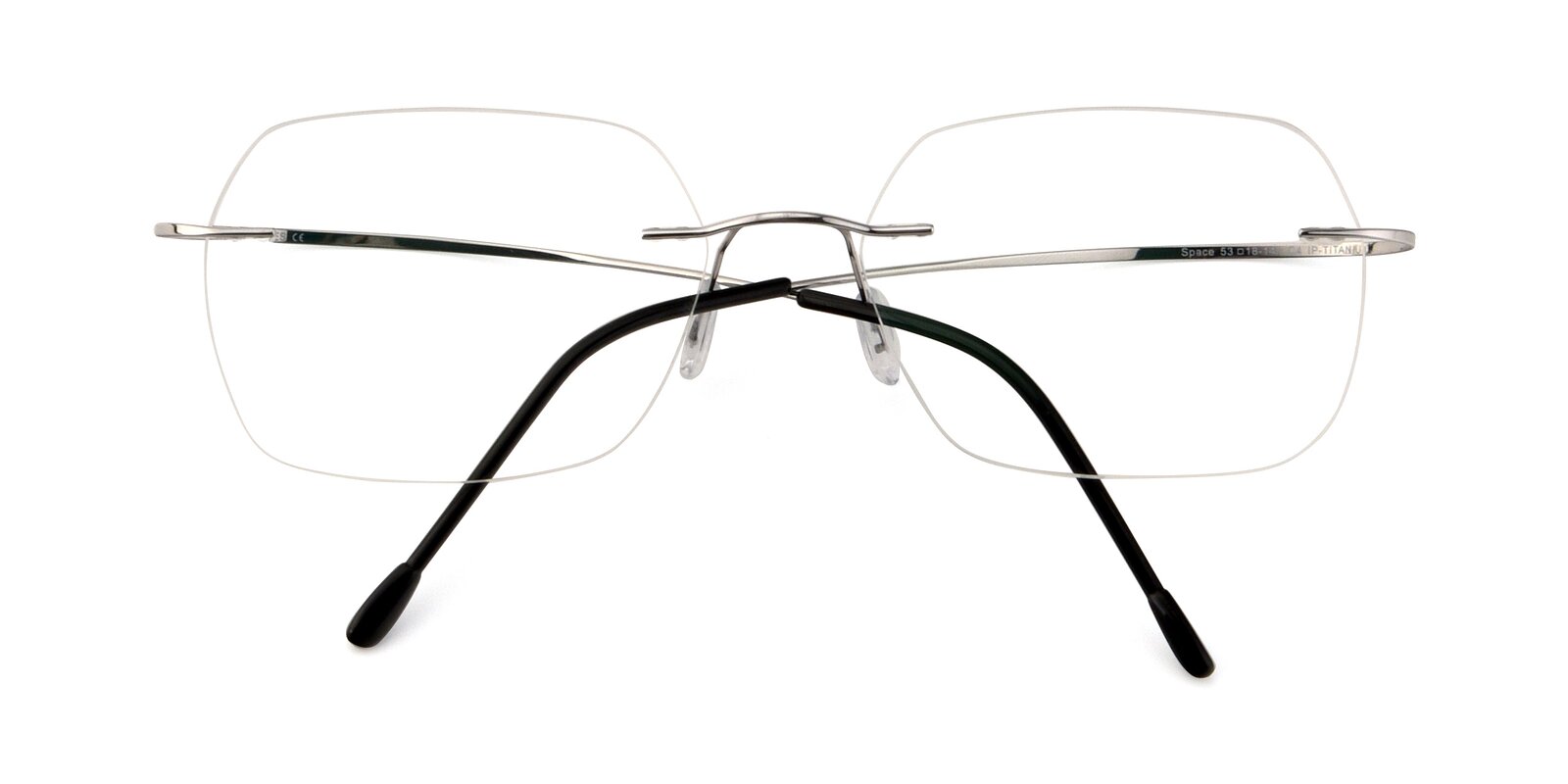 Silver Flexible Geometric Rimless Eyeglasses - Space
