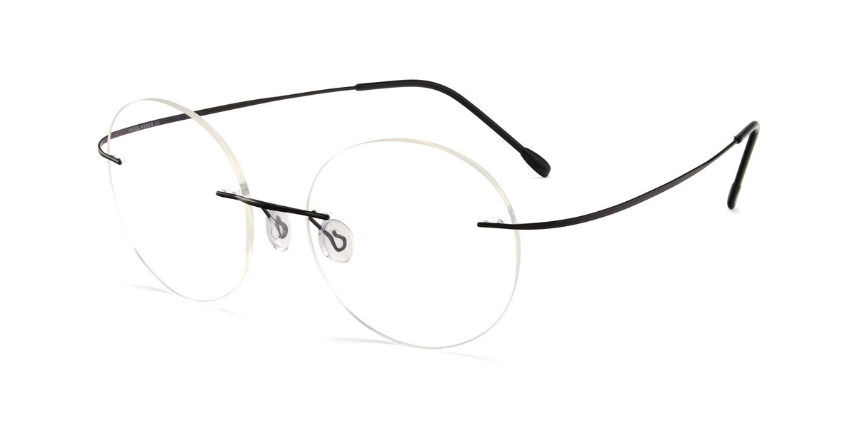 Black Flexible Round Rimless Eyeglasses - Leon