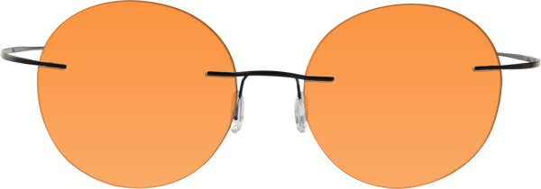 Black Flexible Round Rimless Tinted Sunglasses with Orange Sunwear ...