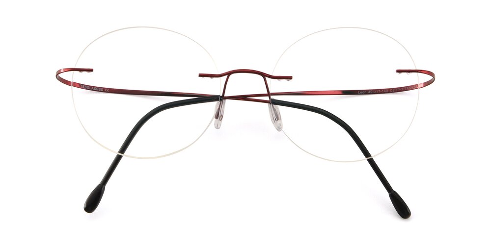 Wine Flexible Round Rimless Eyeglasses - Leon