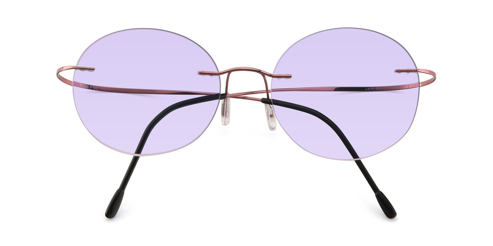 Light Pink Flexible Round Rimless Tinted Sunglasses with Light Purple ...
