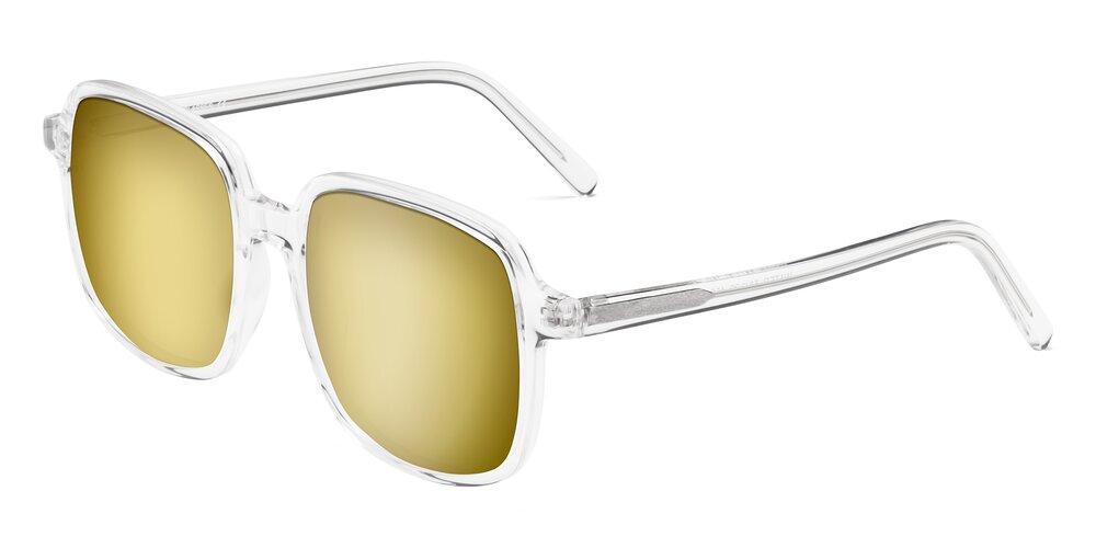 Clear Oversized Acetate Square Mirrored Sunglasses with Gold Sunwear ...
