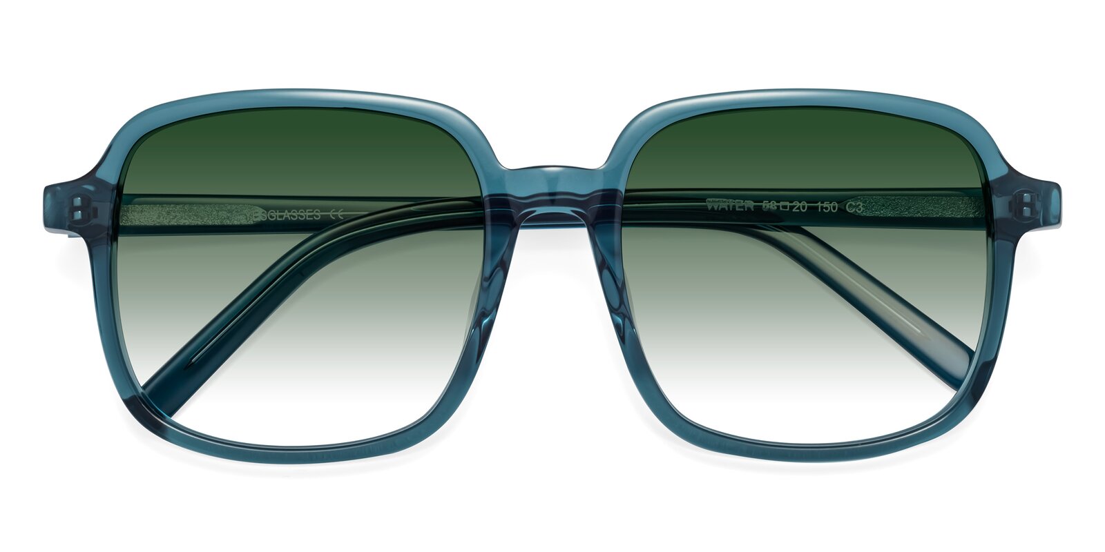Transparent Cyan Oversized Acetate Square Gradient Sunglasses with ...
