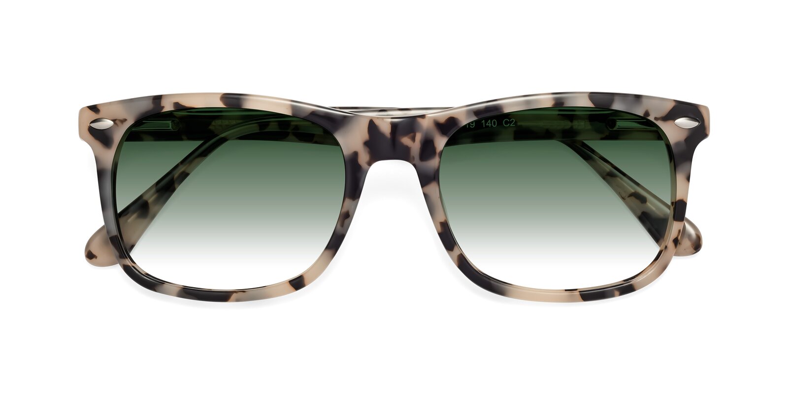 Havana Thick Acetate Square Gradient Sunglasses with Green Sunwear ...
