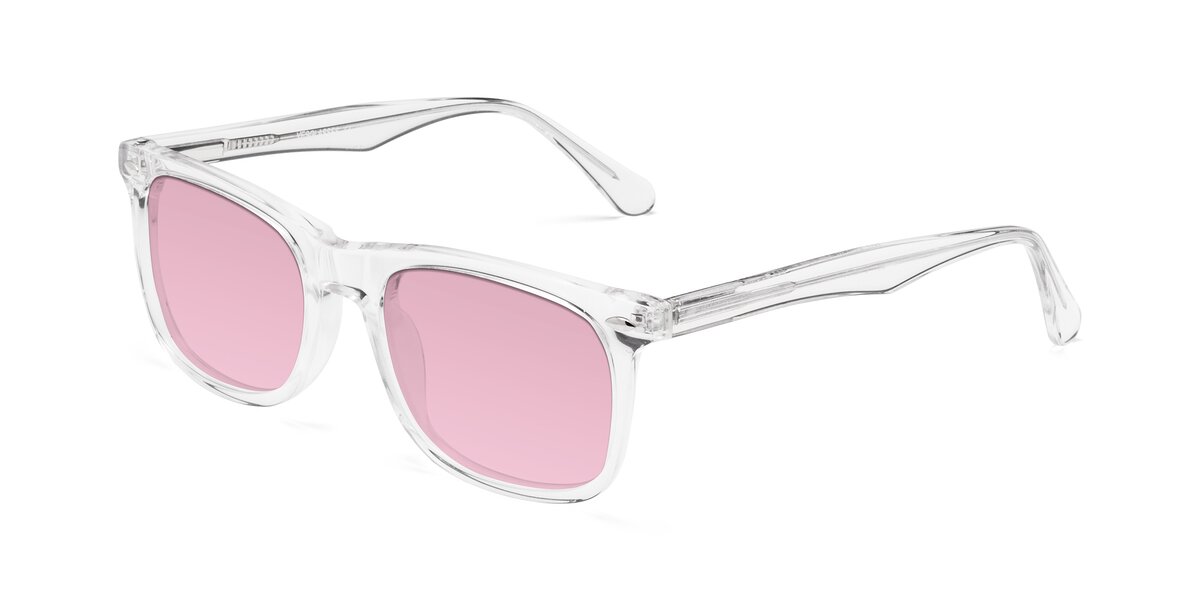 Clear Thick Acetate Square Tinted Sunglasses with Light Wine Sunwear ...