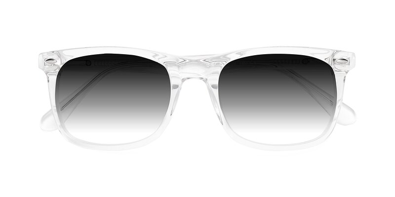 Clear Thick Acetate Square Gradient Sunglasses with Gray Sunwear Lenses ...