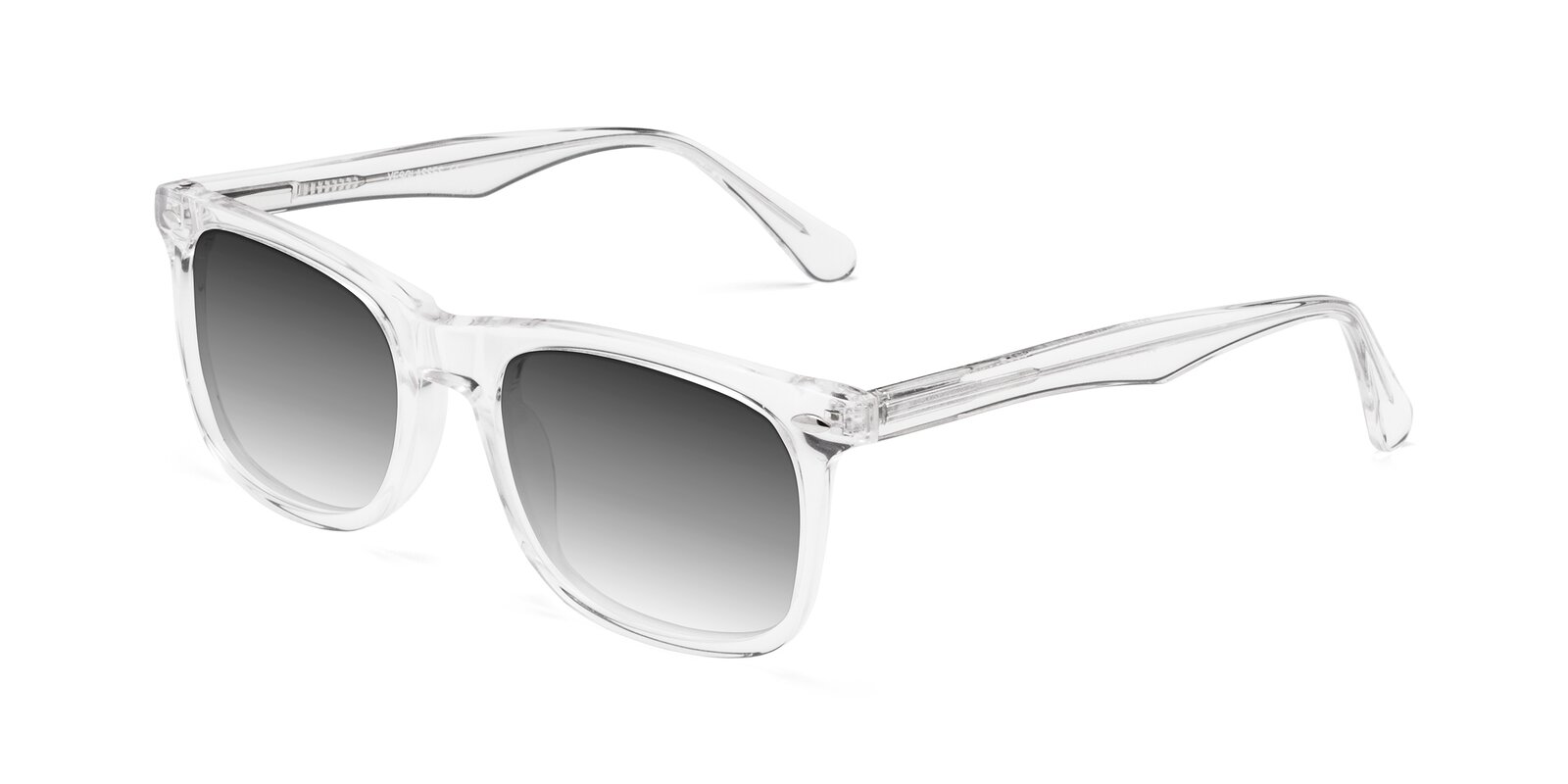 Clear Thick Acetate Square Gradient Sunglasses with Gray Sunwear Lenses ...
