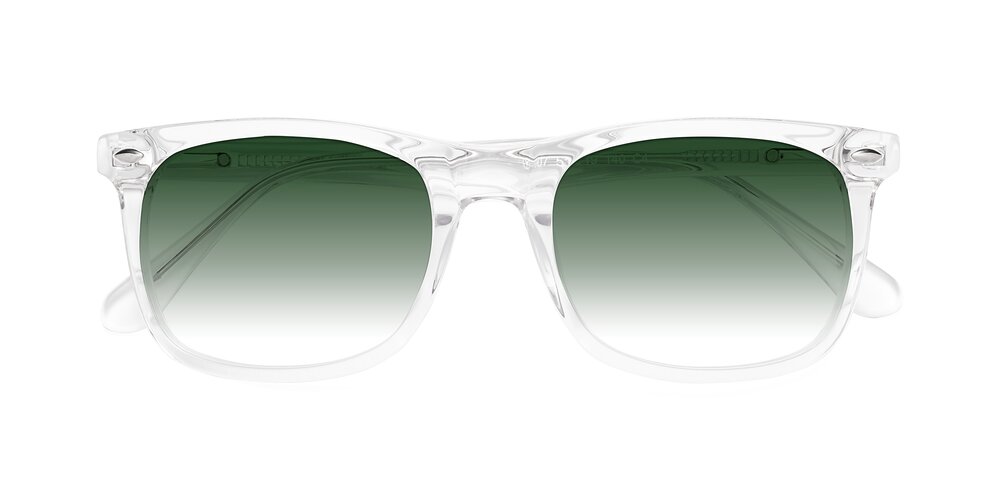 Clear Thick Acetate Square Gradient Sunglasses with Green Sunwear ...