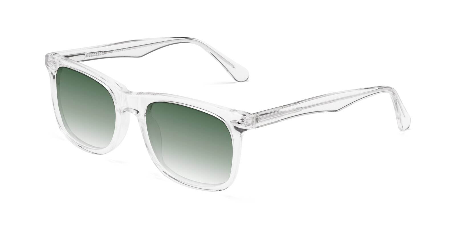 Clear Thick Acetate Square Gradient Sunglasses with Green Sunwear ...
