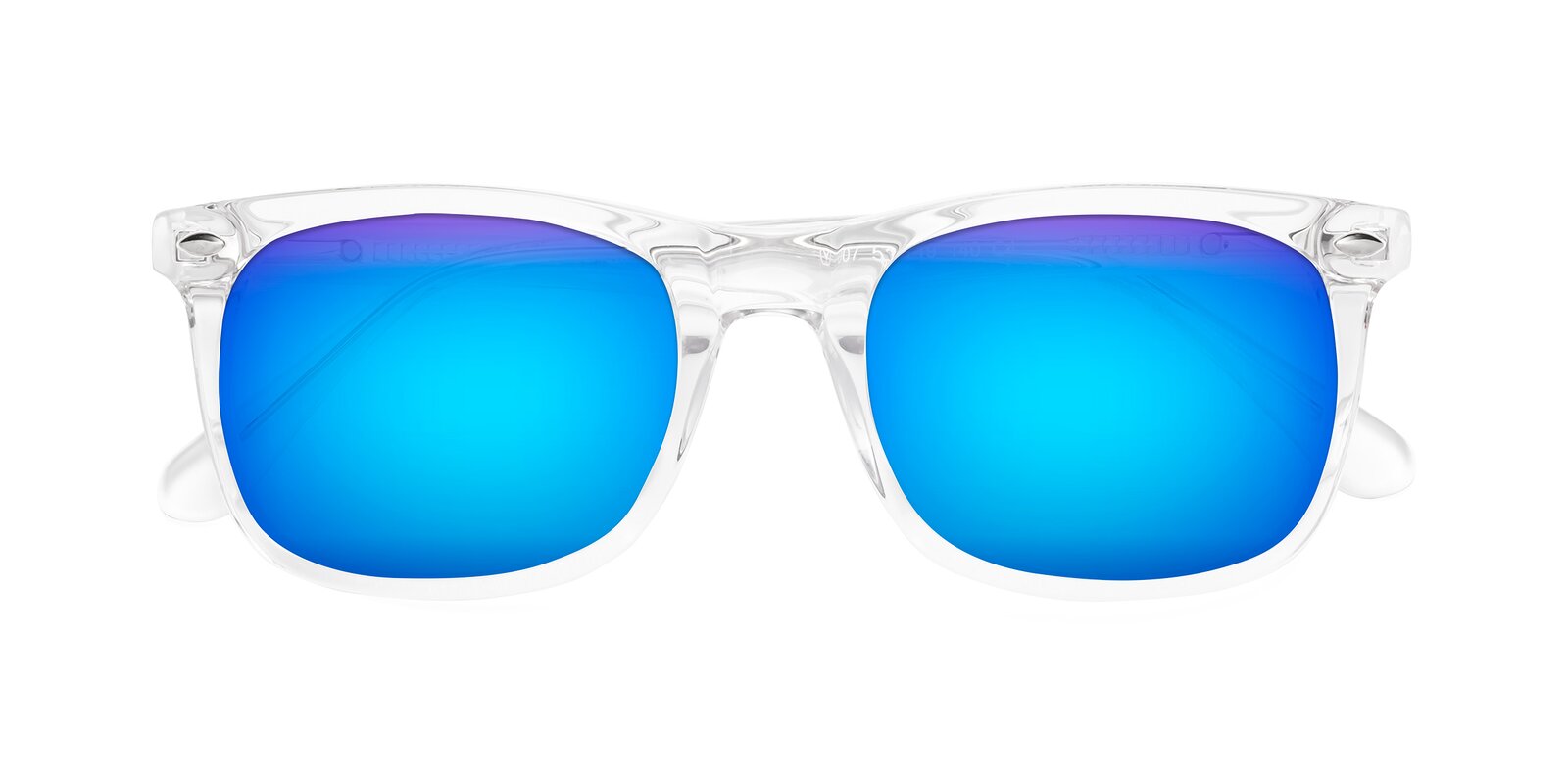 Clear Thick Acetate Square Mirrored Sunglasses with Blue Sunwear Lenses ...