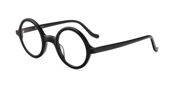 Black Narrow Retro-Vintage Round Eyeglasses - Chaplin